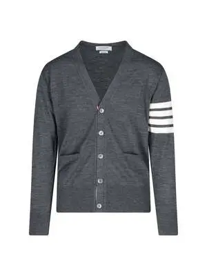 Thom Browne V-neck Button-front Cardigan With Signature Striped Detail