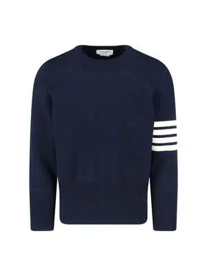 Thom Browne 100% Virgin Wool Dachshund Intarsia Crewneck Sweater - Blue