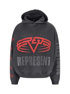 REPRESENT Graphic Print Cotton Hoodie - Grey