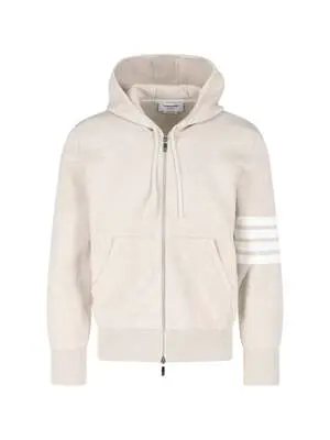 Thom Browne Lightweight 100% Cotton Zip-up Hoodie - Beige