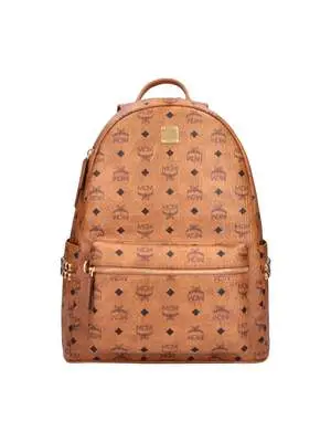 Mcm M-style Crossbody Bag With Leather Trim - Brown
