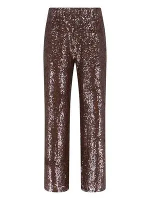 PAROSH Sequined Stretch Trousers - Brown