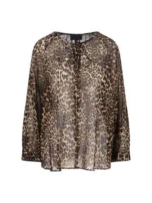NILI LOTAN Vintage Leopard Print Silk Shirt - Brown