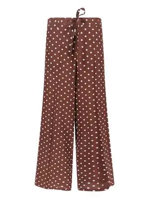 PAROSH 100% Silk Trousers - Brown