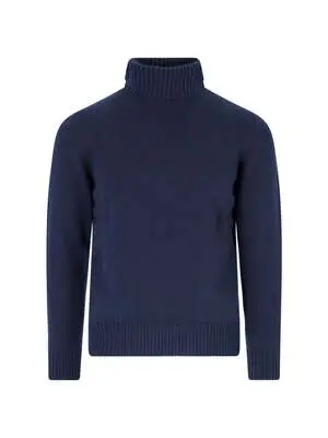 DRUMOHR 100% Cashmere Turtleneck Sweater - Blue