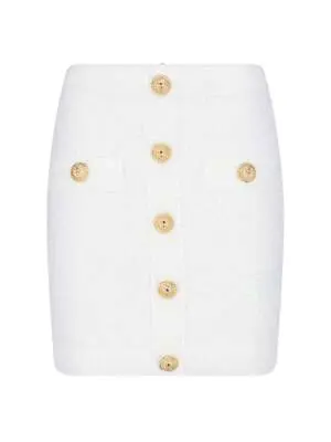 Balmain Soft Cotton-blend Midi Skirt - White