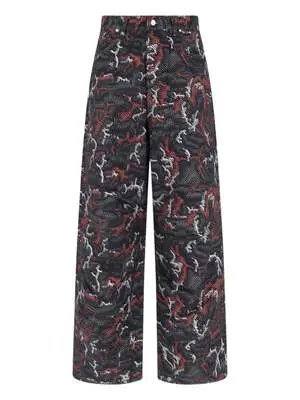 PDF Wide-leg Patterned Pants
