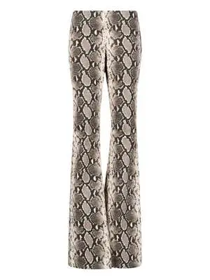 DURAN LANTINK Snakeskin Print Stretch Flare Trousers