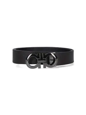 FERRAGAMO Calf Leather Belt With Gancini Buckle - Brown