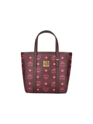 Mcm Monogram Print Leather Shoulder Bag - Brown