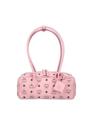 Mcm Gata Shoulder Bag With Monogram Pattern - Pink