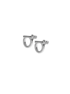 FERRAGAMO Logo Stud Earrings - Silver