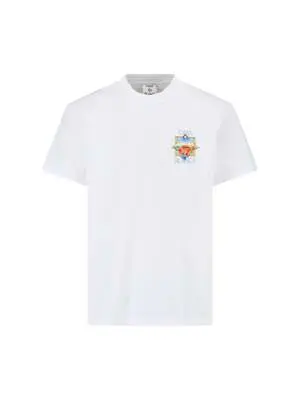 Casablanca 100% Organic Cotton T-shirt With Courtyard Icon & Flower Graphic - White