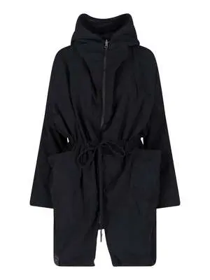KIMONO RAIN Hooded Zip Front Rain Jacket With Drawstring Waist