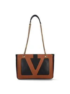 Valentino Garavani Lamb Leather Shoulder Bag - Black