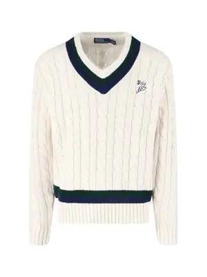 Polo Ralph Lauren Cable-knit V-neck Sweater - White