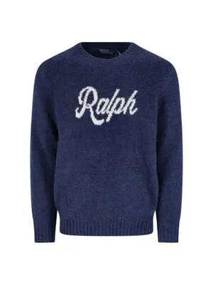 Polo Ralph Lauren Wool-alpaca Blend Crewneck Sweater With 'ralph' Embroidery - Blue
