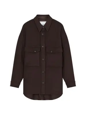 Closed Wool Blend Oversized Shirt - Brown