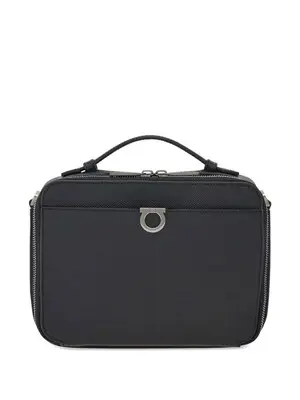 FERRAGAMO Gancini Leather Crossbody Bag - Black