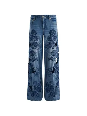 Alice + Olivia Sidney Flared Leg Denim Jeans - Blue