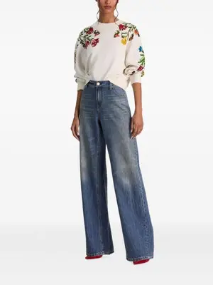 Alice + Olivia Embroidered Cotton Sweatshirt
