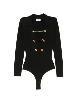 Elisabetta Franchi Long-sleeve Cut-out Bodysuit With Chain Detail