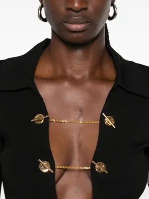 Elisabetta Franchi Long-sleeve Cut-out Bodysuit With Chain Detail