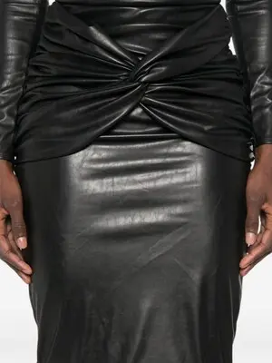 Elisabetta Franchi Faux Leather Midi Skirt - Black