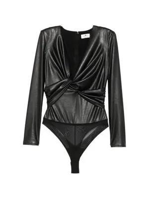 Elisabetta Franchi Twist-detail Long-sleeve Bodysuit - Black