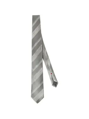 Brunello Cucinelli Striped Silk Neck Tie - Grey