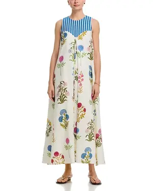 Elie Tahari Eleanor Linen Dress With Floral Print