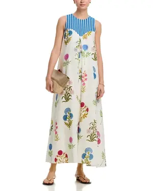 Elie Tahari Eleanor Linen Dress With Floral Print