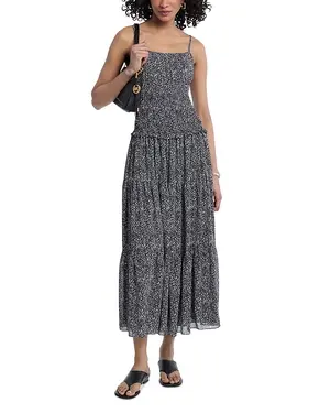 Michael Kors Smocked Maxi Dress - Black/ Bone