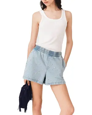 Maje Floral Denim Shorts