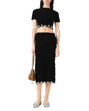 Maje Floral Jewel Cropped Cardigan