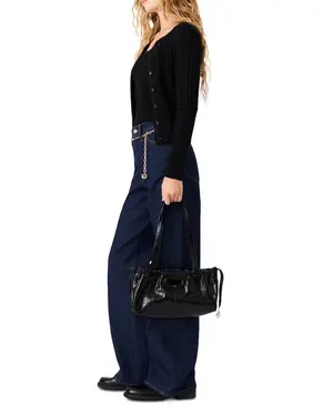 Maje Pointelle Knit Cardigan - Black