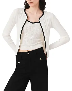 Maje Pointelle Knit Cardigan - White