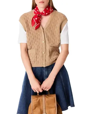 Maje 2-in-1 Effect Cardigan With V-neck And Pockets