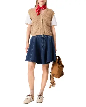 Maje 2-in-1 Effect Cardigan With V-neck And Pockets