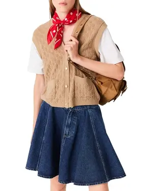 Maje 2-in-1 Effect Cardigan With V-neck And Pockets