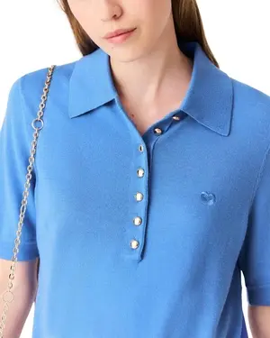 Maje Polo Collar Short Sleeve Sweater