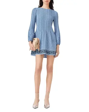 Maje Patterned Pleated Mini Dress