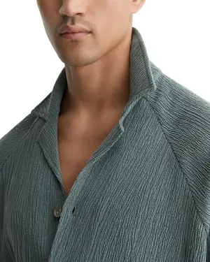 REISS Knox Textured Raglan Shirt - Dark Sage