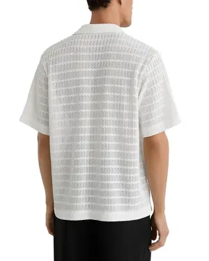 REISS Crochet Stripe Cuban Shirt