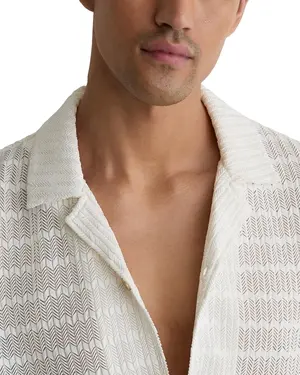 REISS Crochet Stripe Cuban Shirt