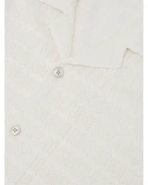 REISS Crochet Stripe Cuban Shirt