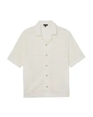 REISS Crochet Stripe Cuban Shirt