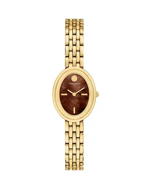 Tory Burch Oval Watch, 28mm - Brown/gold