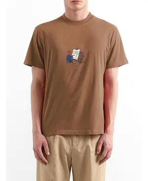 EDMMOND STUDIOS Avant Garde Printed T-shirt - Plain Brown