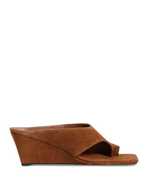 Sandro Leia Suede Wedge Sandals - Brown
